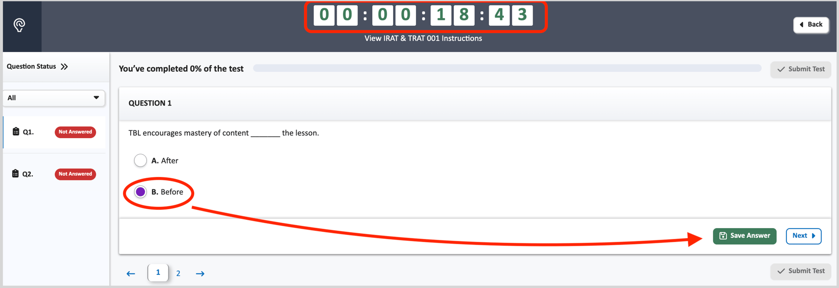 How to take an IRAT & TRAT assessment as a student