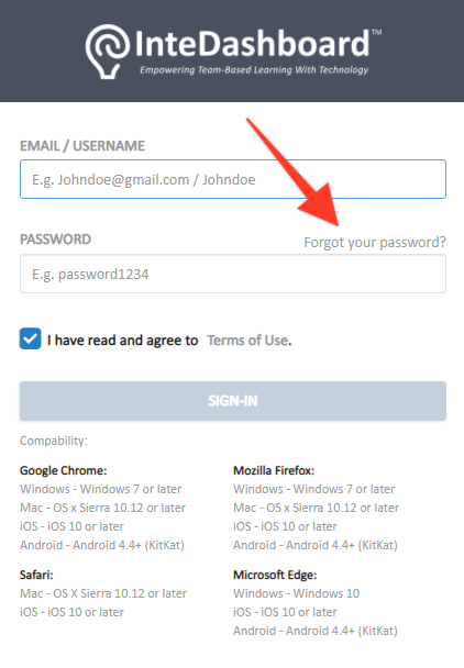 How to login to InteDashboard as a student